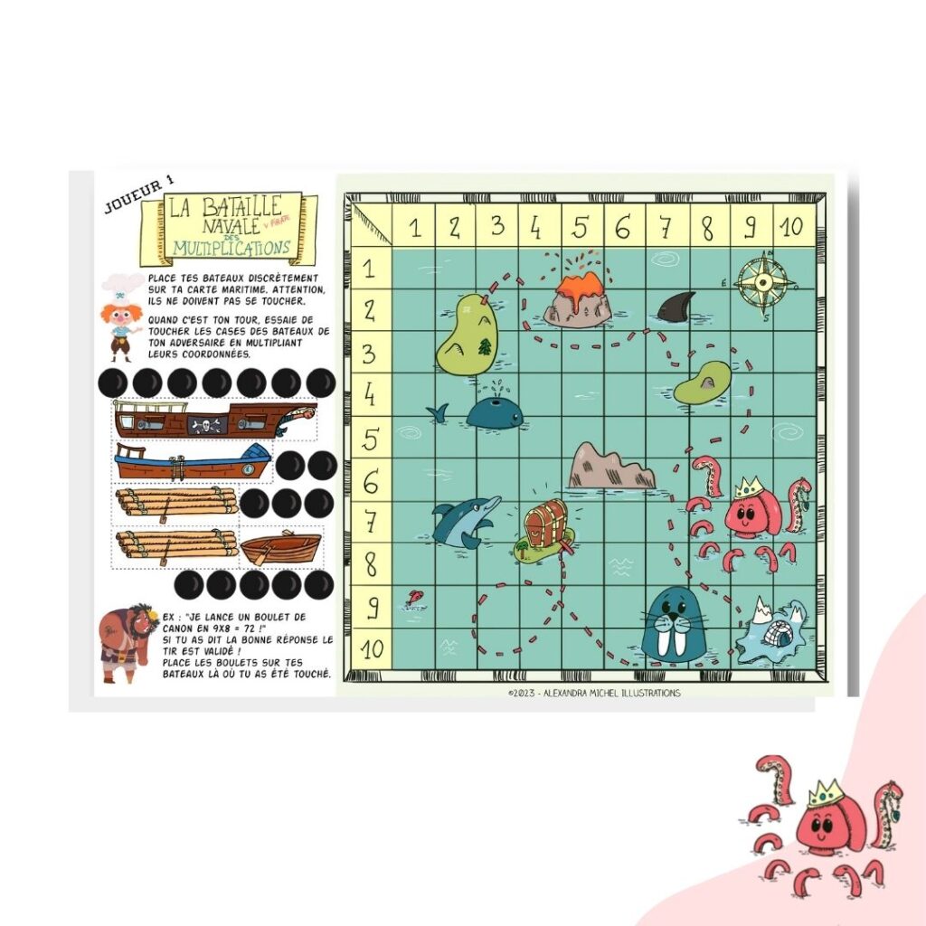 Jeu : Bataille navale des multiplications - Alexandra MICHEL